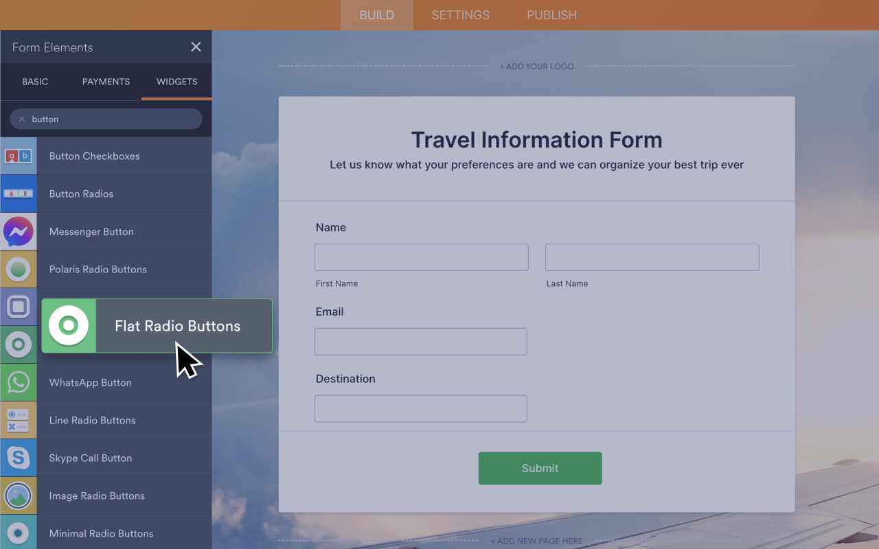 Tombol Radio Datar - Widget Formulir | Jotform