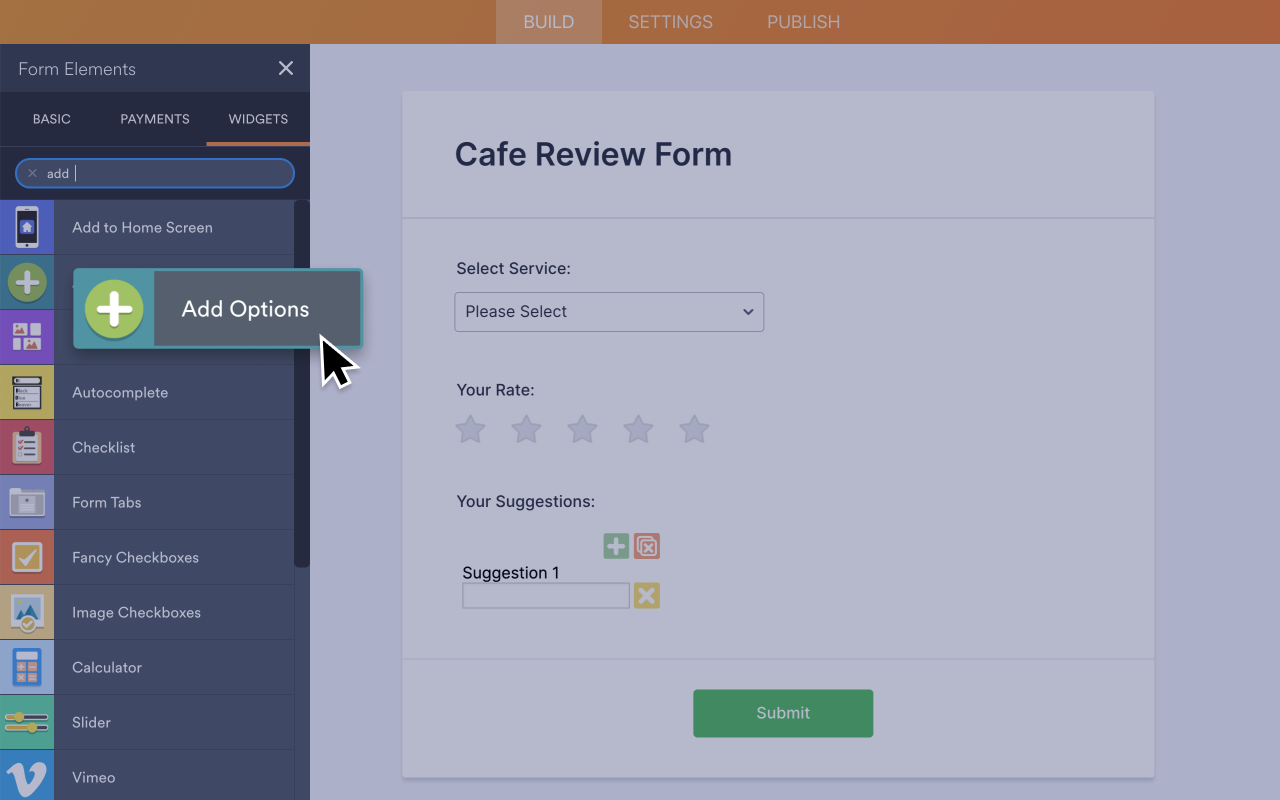 Add Options - Form Widgets | Jotform