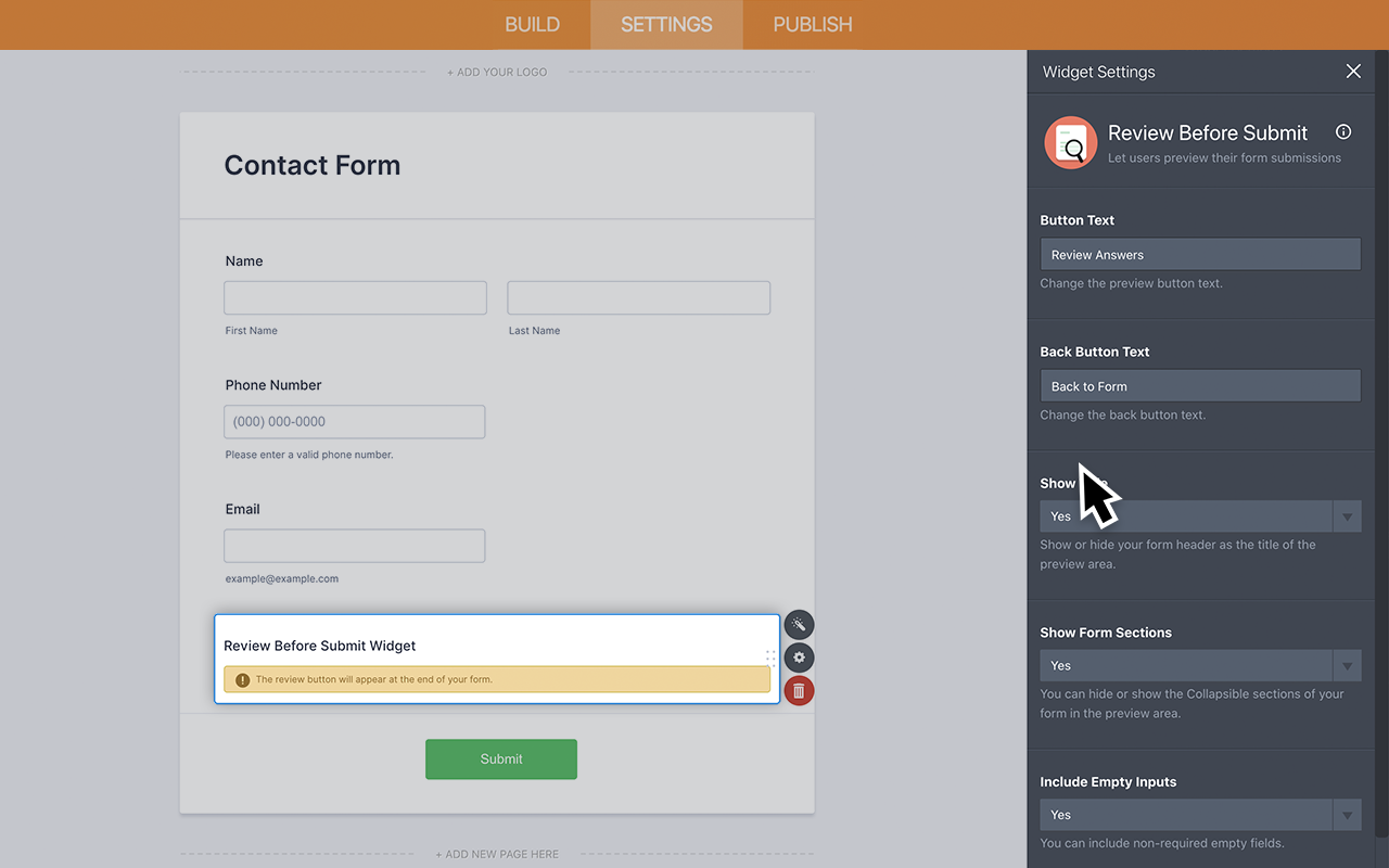 Review Before Submit - Form Widgets | Jotform