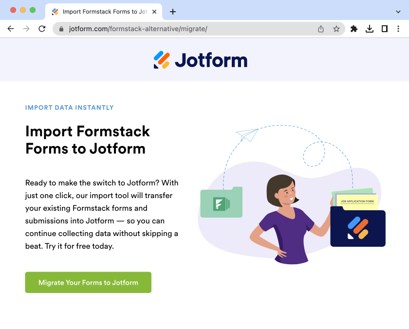 Jform Formstack™ 양식 가져오기 통합 데이터 관리 통합