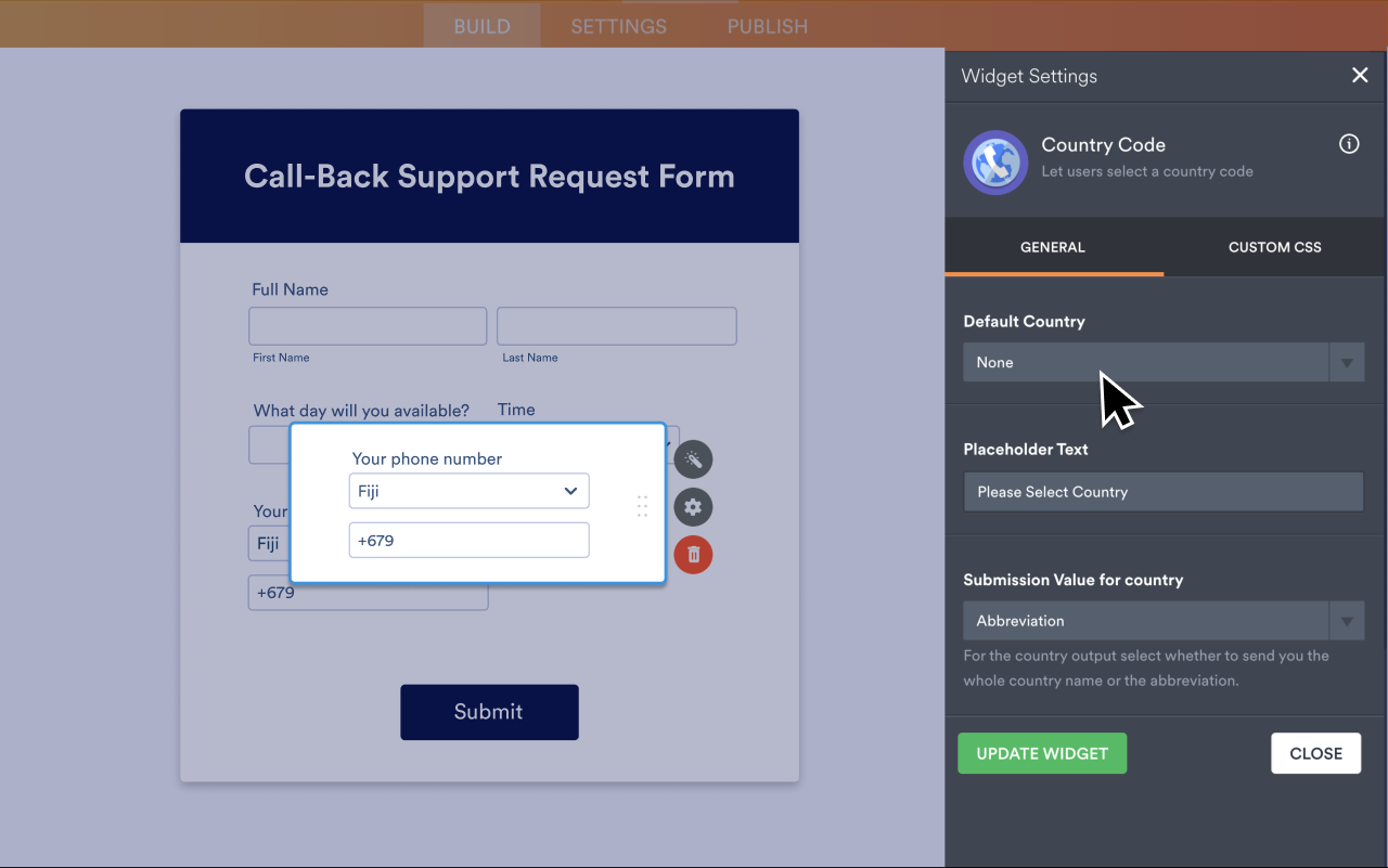 Country Code - Form Widgets | Jotform