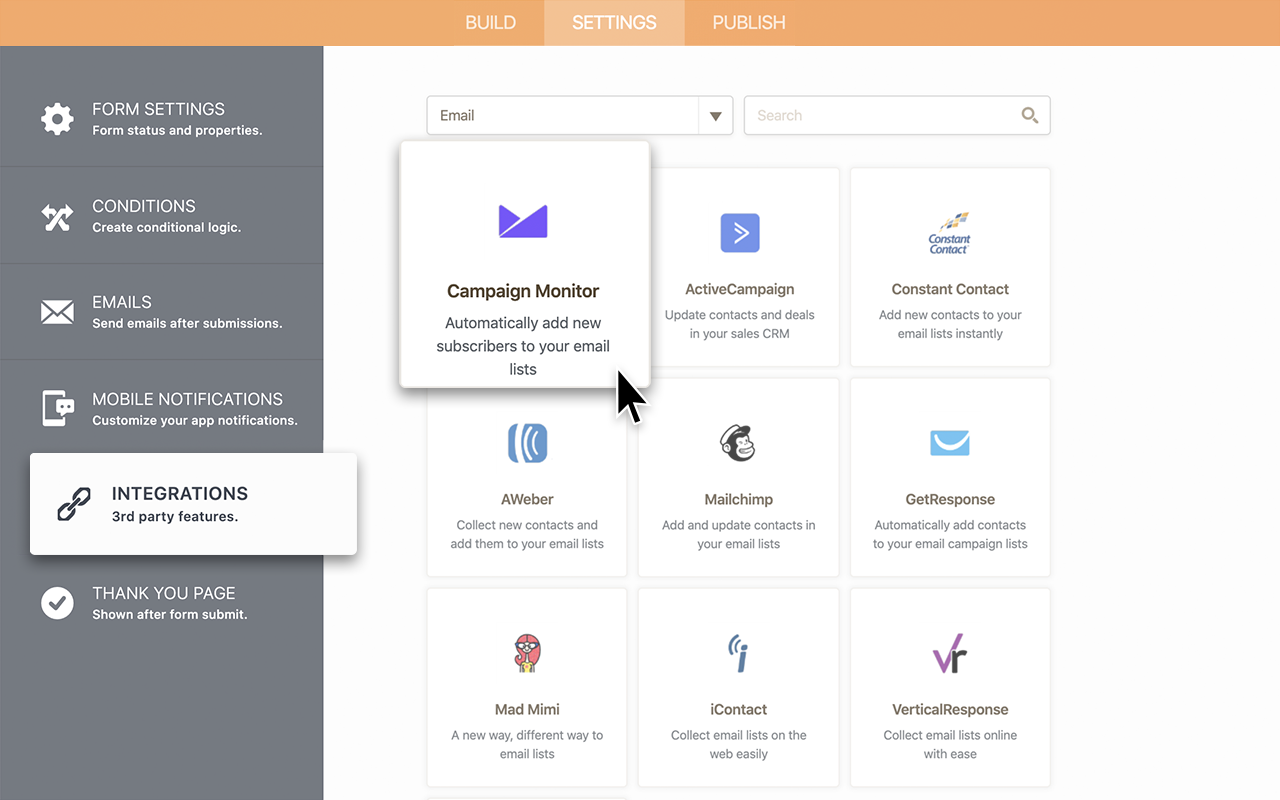 Jotform Campaign Monitor Integration | Emailing Integrations
