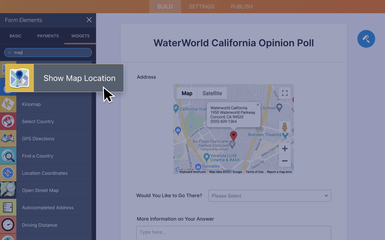 Show Map Location - Form Widgets | Jotform