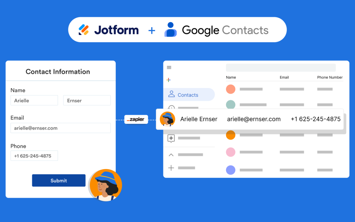 Jotform Google Contacts Integration | Data Management Integrations