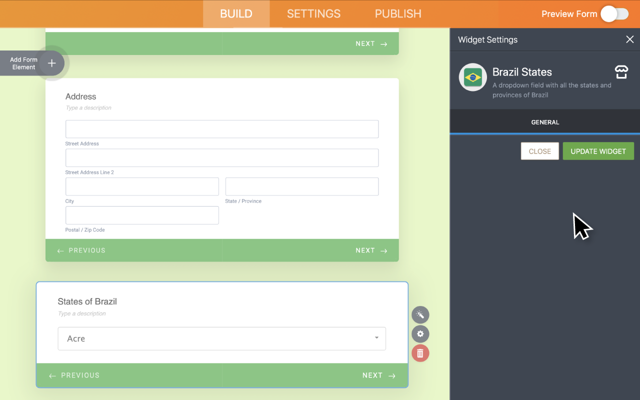 Estados Brasileiros - Widgets | Jotform