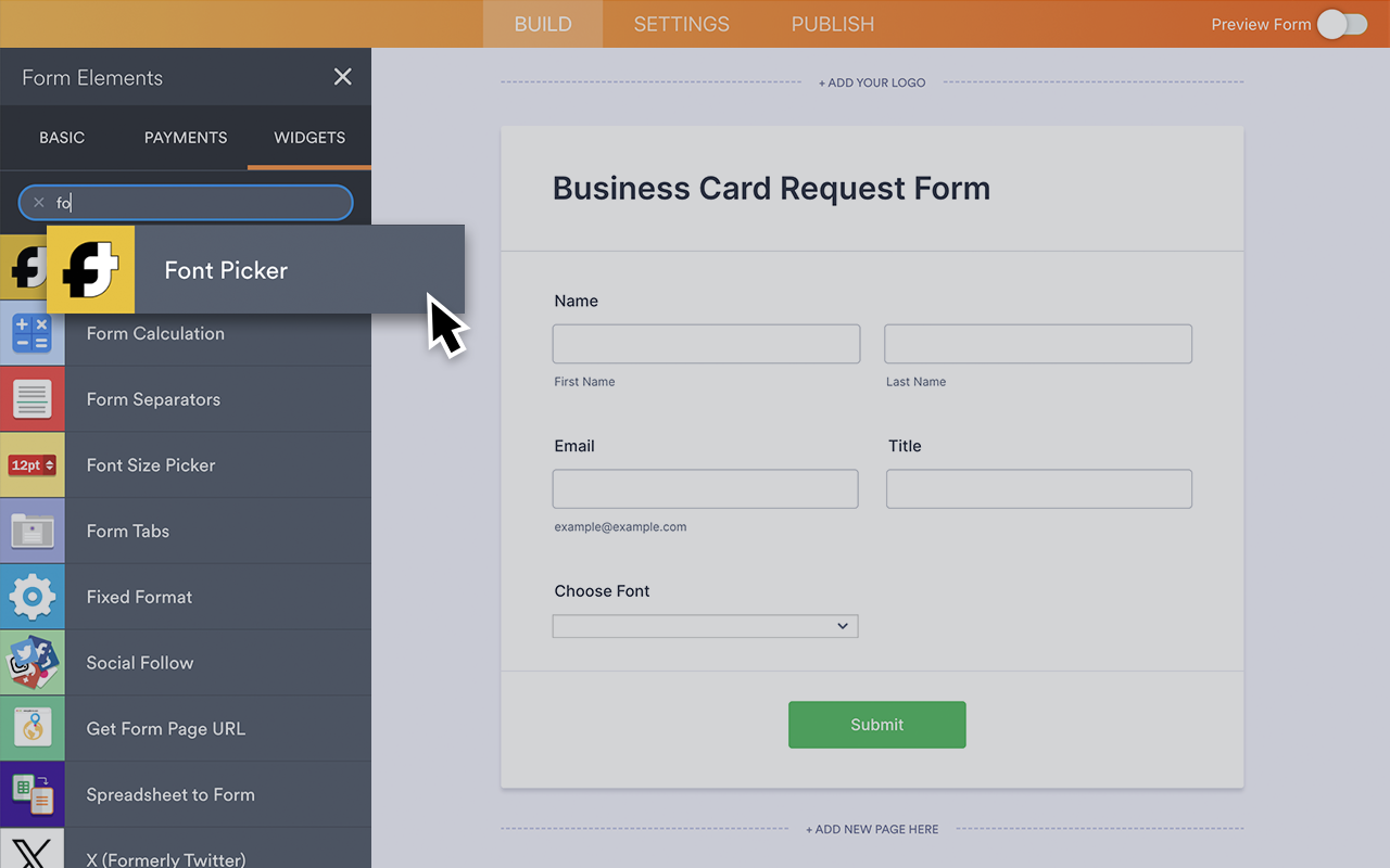 Font Picker - Form Widgets | Jotform