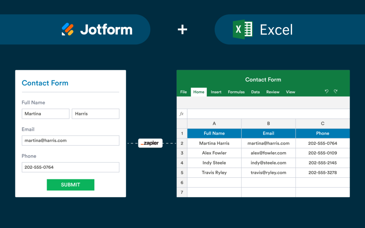 Jotform Microsoft Excel Integration | Data Management Integrations