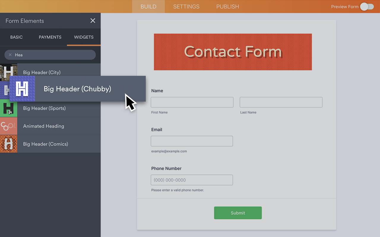 Big Header (Chubby) - Form Widgets | Jotform