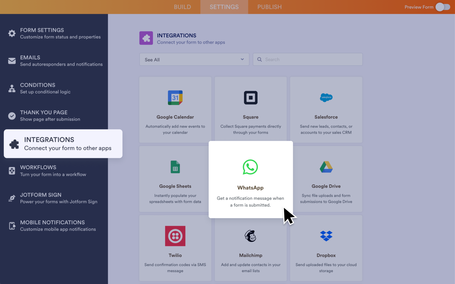 Jotform WhatsApp Integration | Communication Integrations
