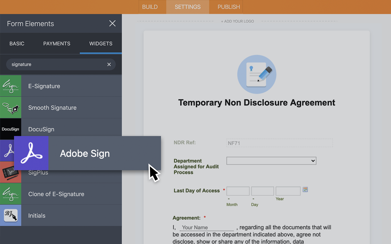 Adobe Sign - Form Widgets | Jotform