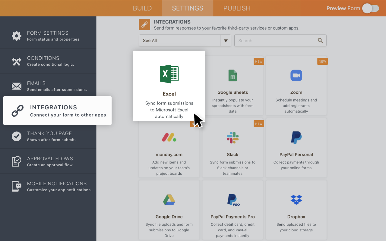 Jotform Microsoft Excel Integration | Data Management Integrations