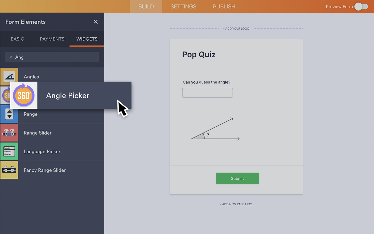 Angle Picker - Form Widgets | Jotform