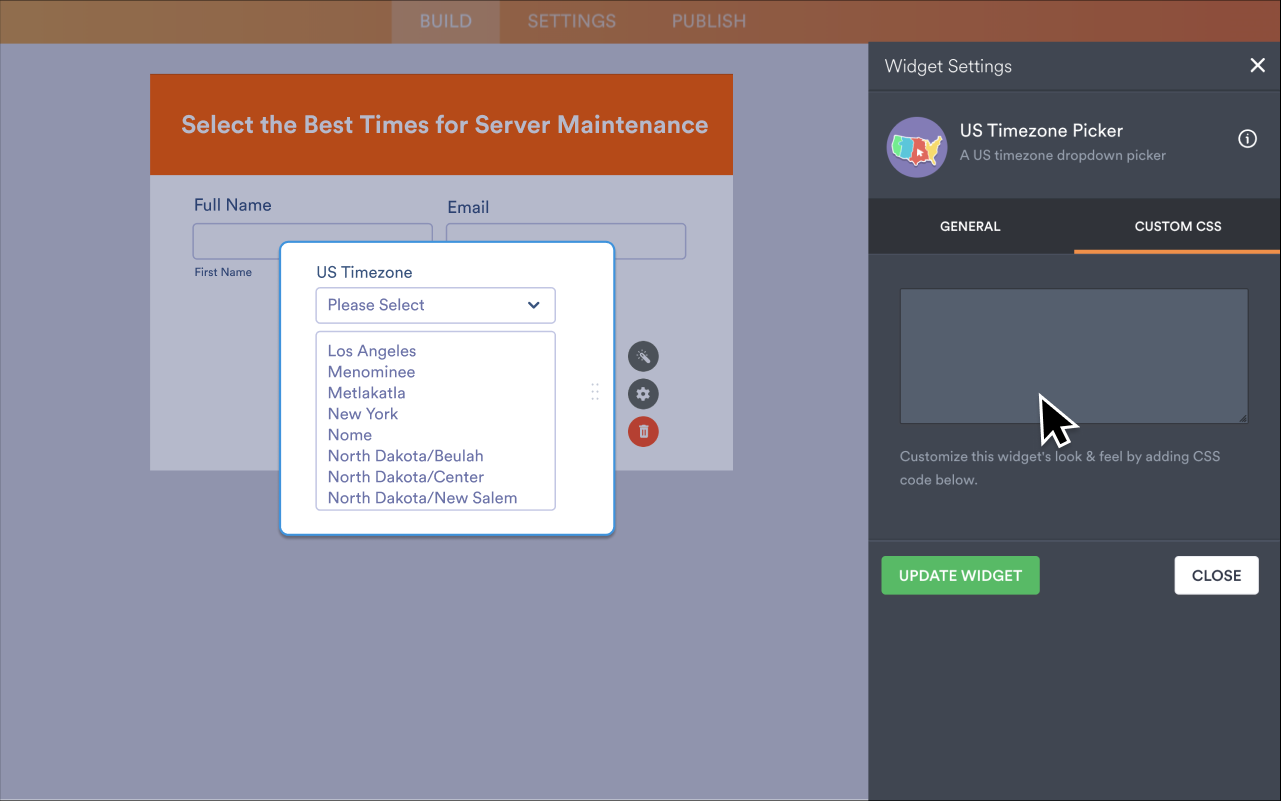 US Timezone Picker - Form Widgets | Jotform