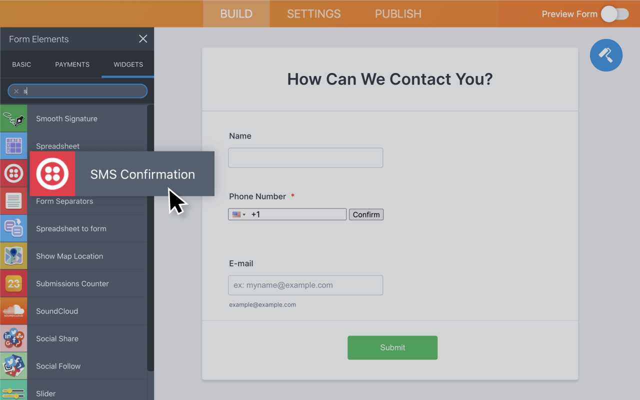 SMS Confirmation - Form Widgets | Jotform