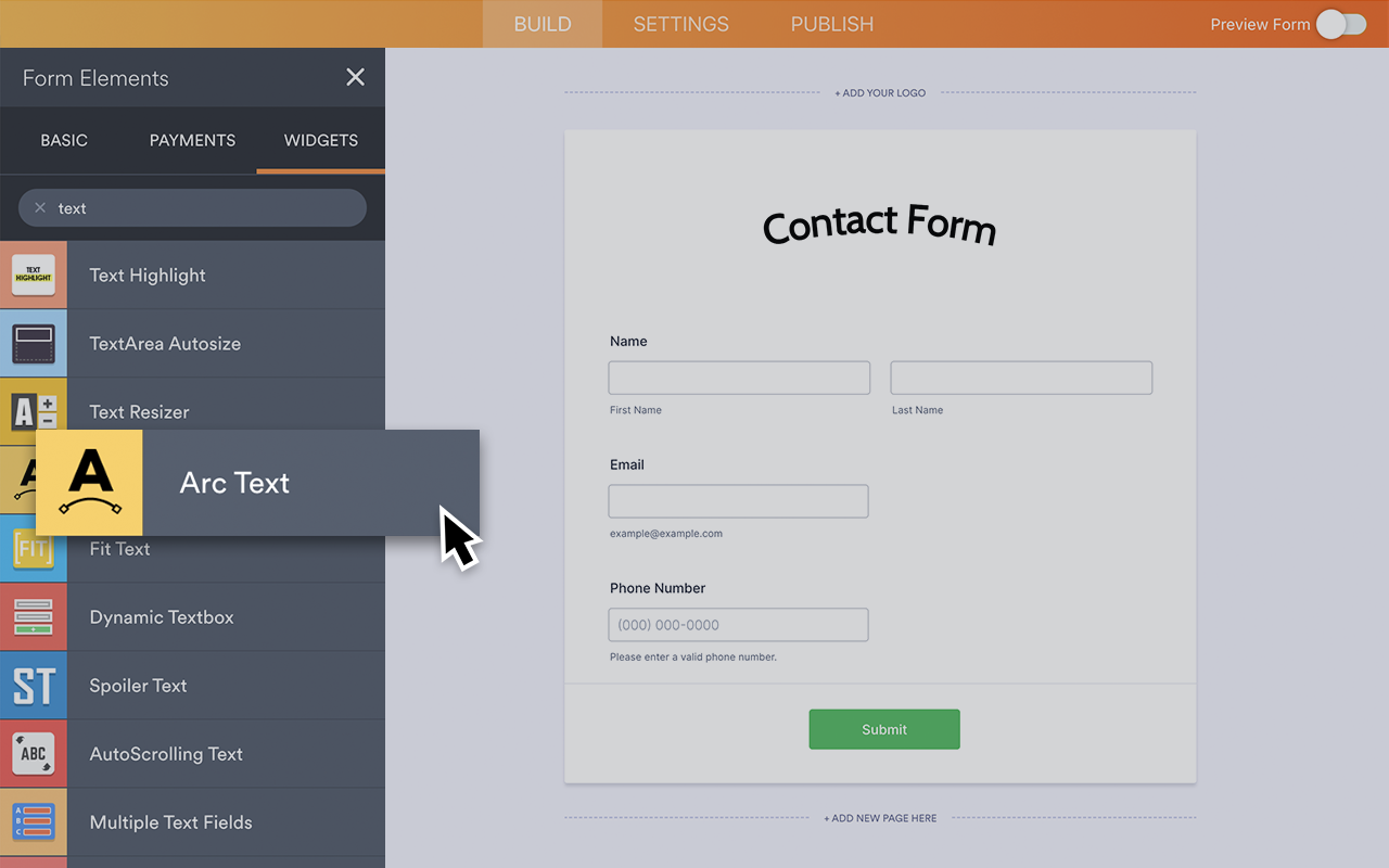 Arc Text - Form Widgets | Jotform