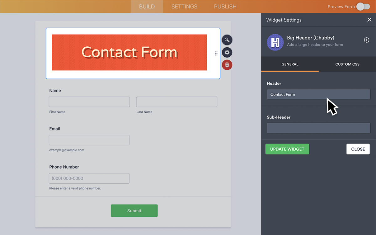 Big Header (Chubby) - Form Widgets | Jotform