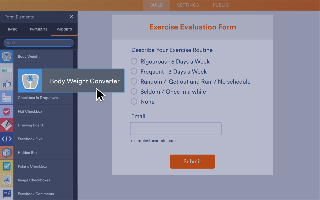 Conversor de Peso Corporal - Widgets | Jotform