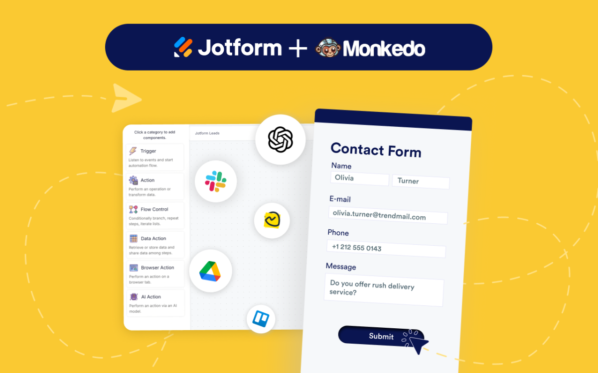 Jotform Monkedo Intégration | Automatisation Intégrations
