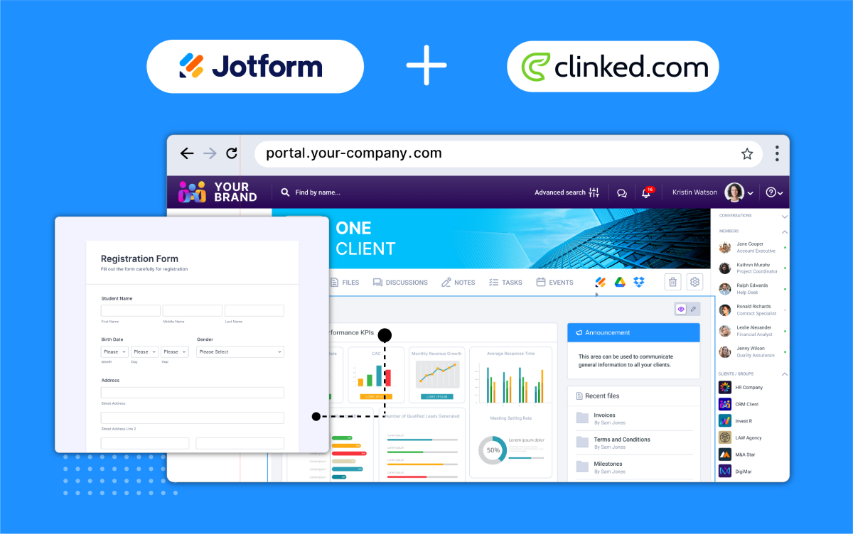 Jform Clinked Client Portal 통합 | 의사소통 통합