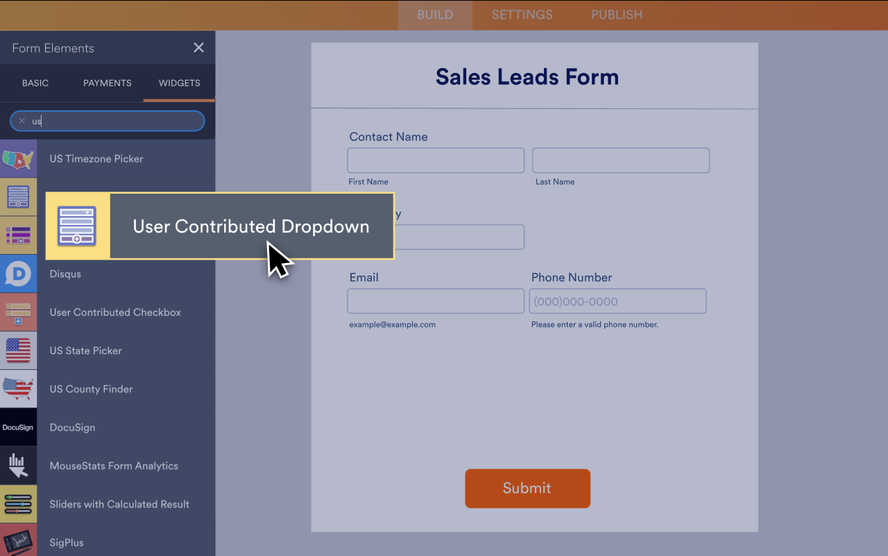 User Contributed Dropdown - Form Widgets | Jotform User Contributed Dropdown - Form Widgets | Jotform