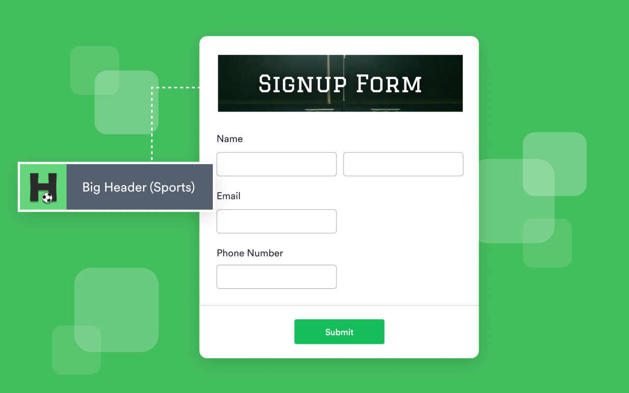 Big Header (Sports) - Form Widgets | Jotform