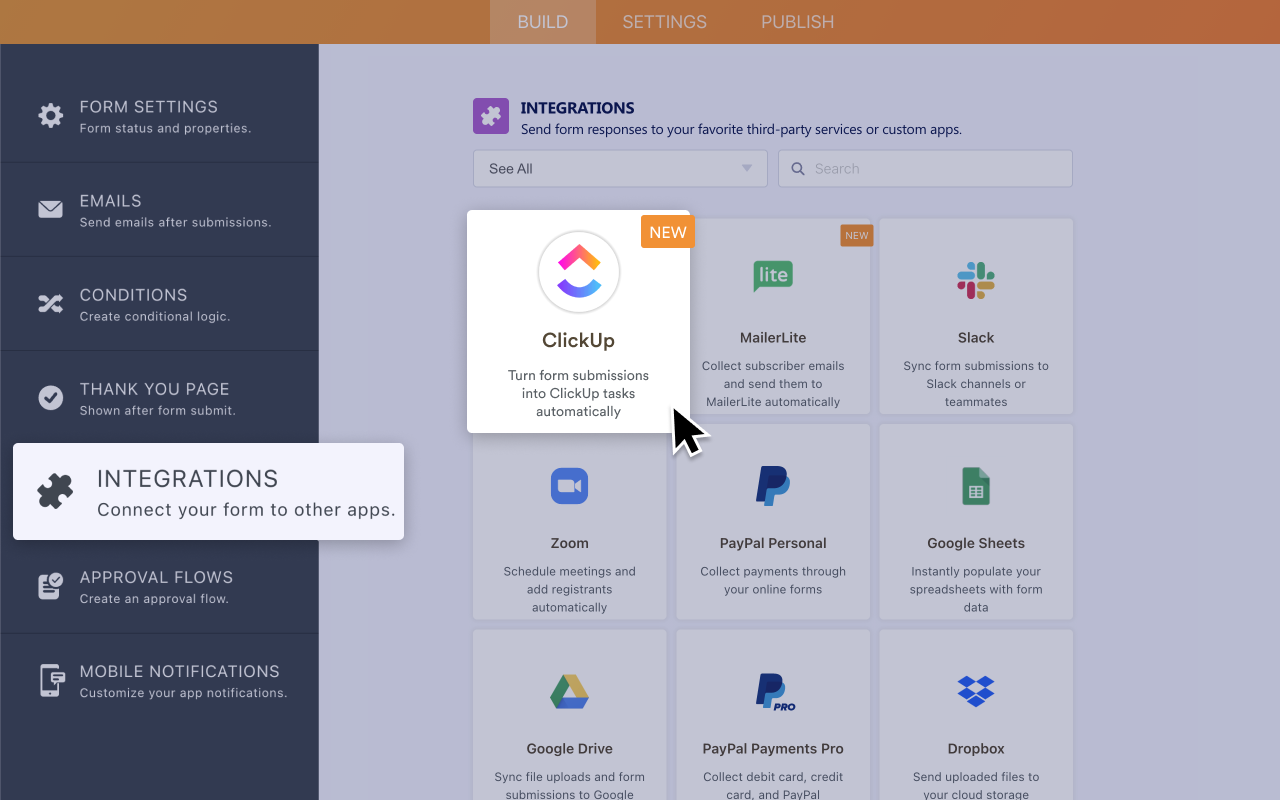Jotform ClickUp Integration | Log in and integrate ClickUp with Jotform