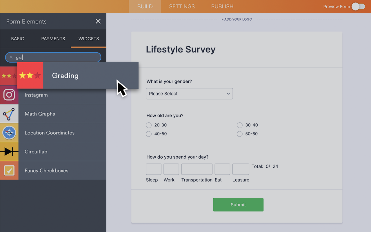 Grading - Form Widgets | Jotform