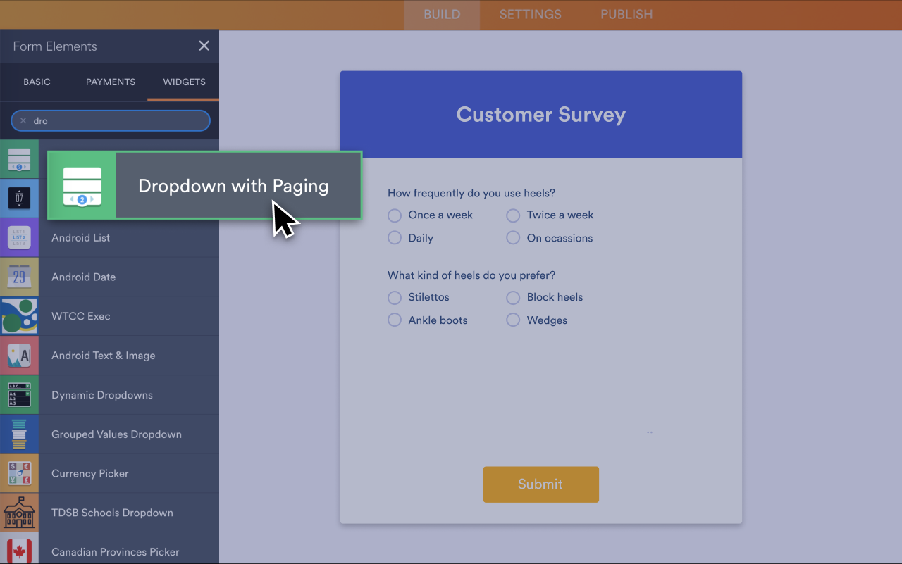 Dropdown with Paging - Form Widgets | Jotform