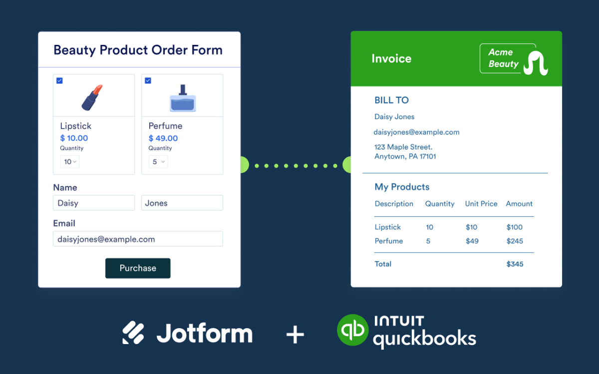 Jotform QuickBooks Integration | Log in and integrate QuickBooks with Jotform