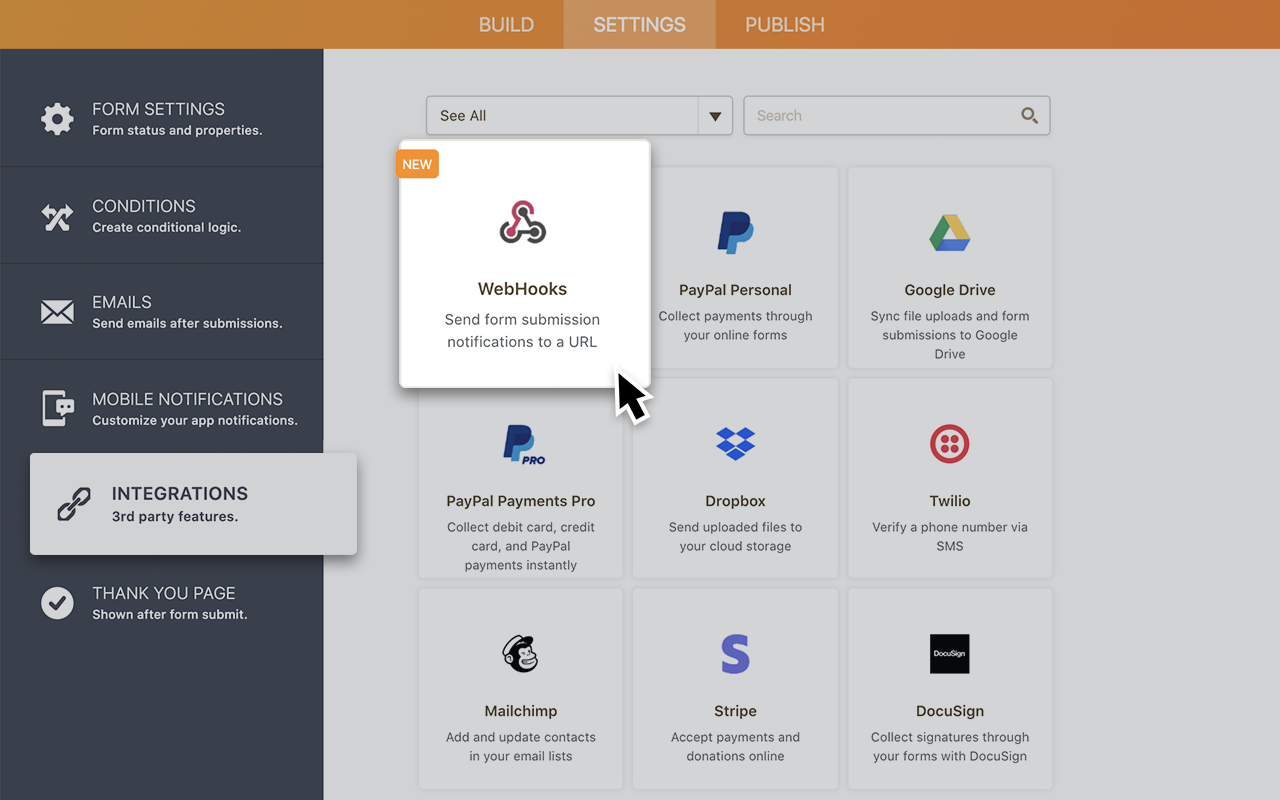 Jotform Webhooks Integration | Log in and integrate Webhooks with Jotform