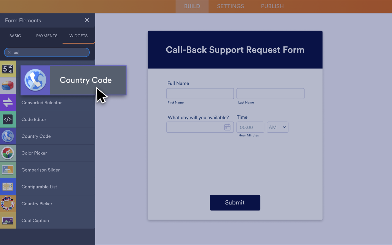 Country Code - Form Widgets | Jotform
