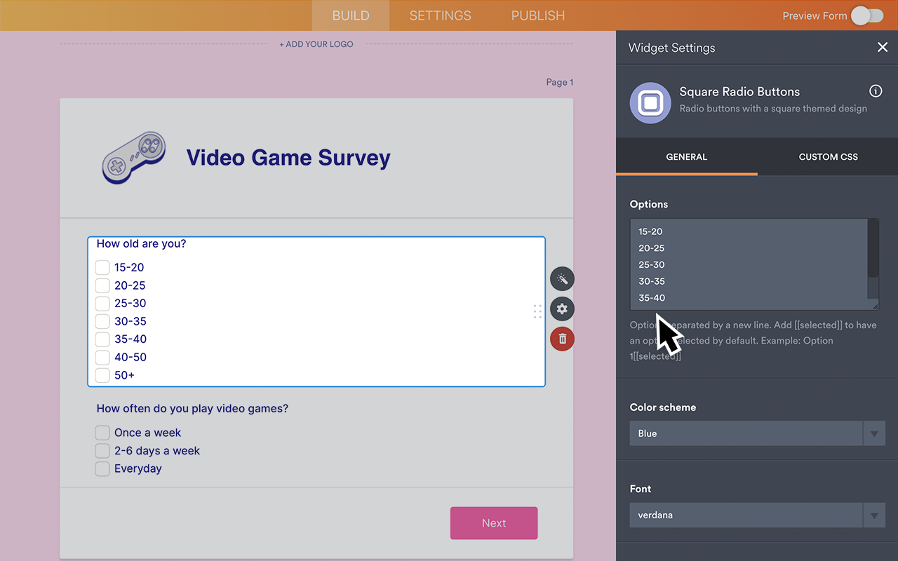 Square Radio Buttons - Form Widgets | Jotform