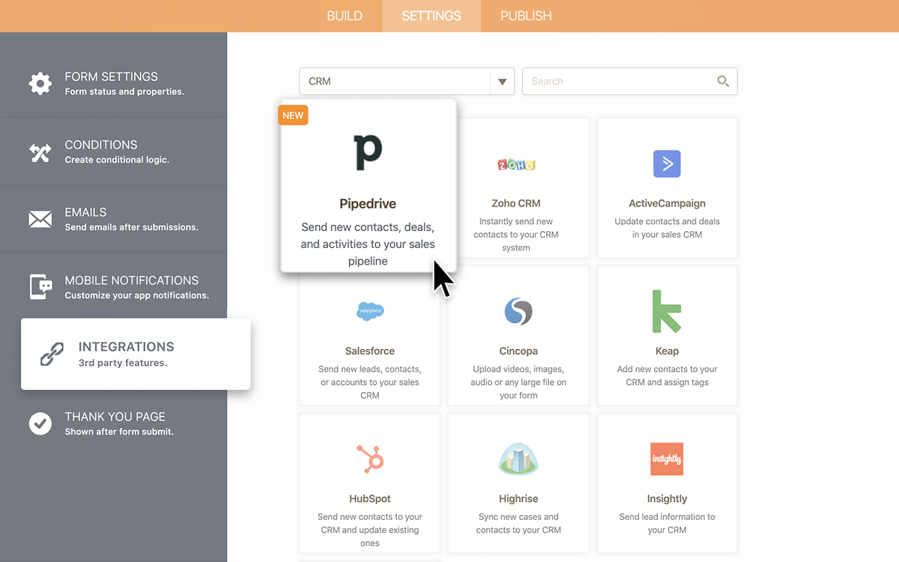 Jotform Pipedrive Integration | Log in and integrate Pipedrive with Jotform