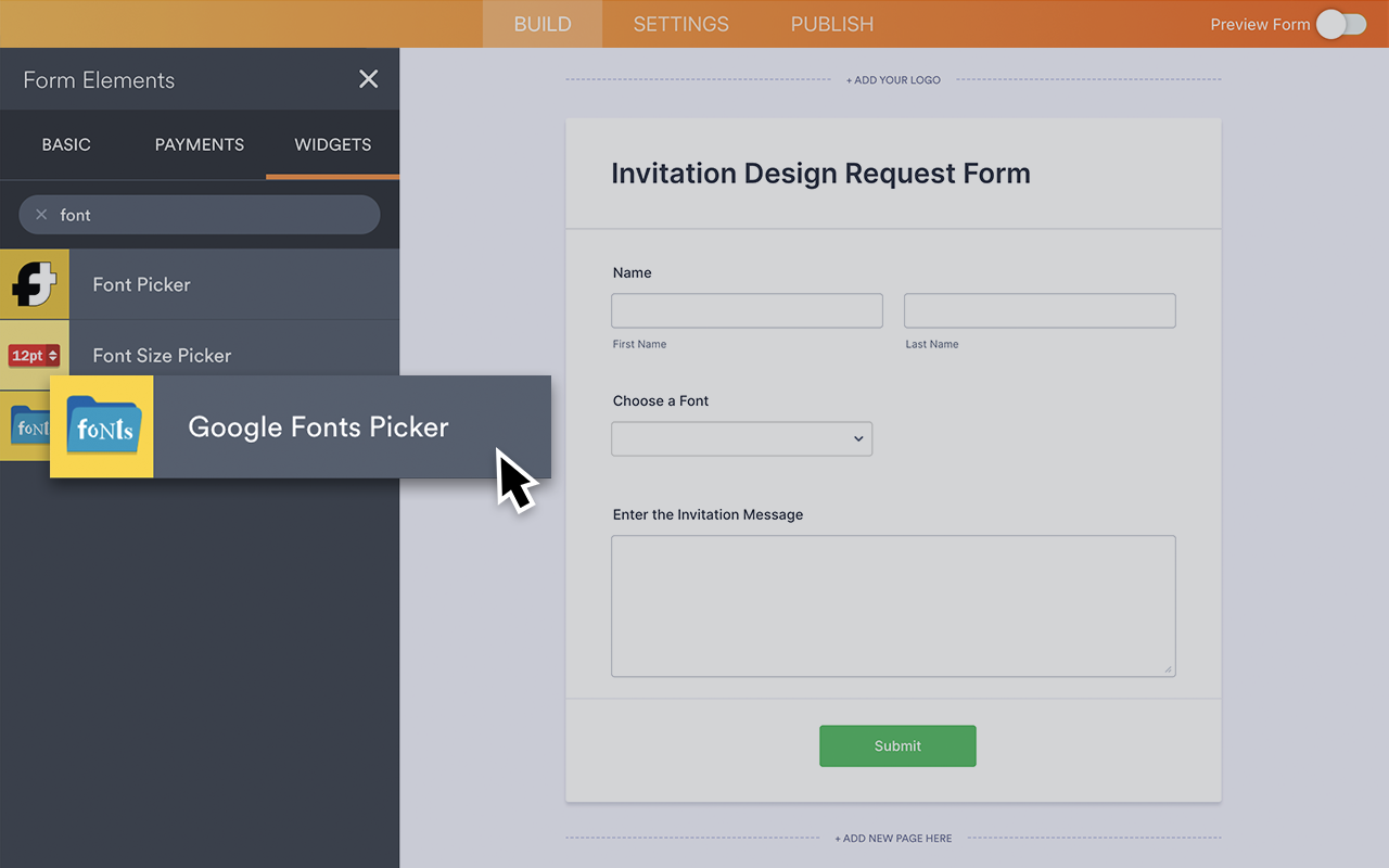Google Fonts Picker - Form Widgets | Jotform