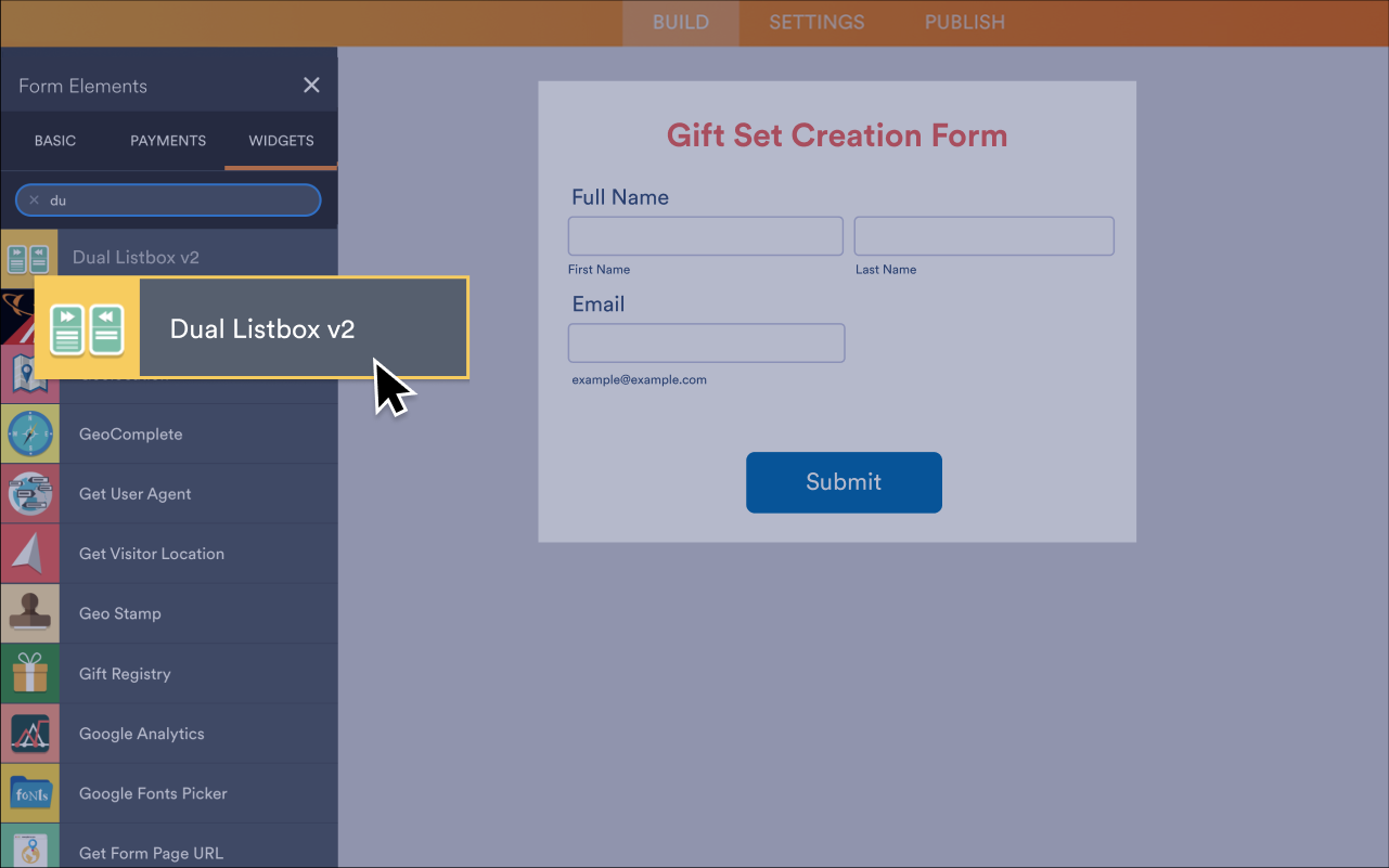 Dual ListBox - Form Widgets | Jotform Dual ListBox - Form Widgets | Jotform