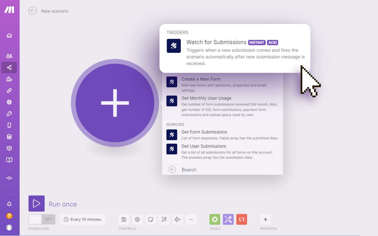 Jform Make 통합 | 로그인하여 Make를 Jform과 통합하기