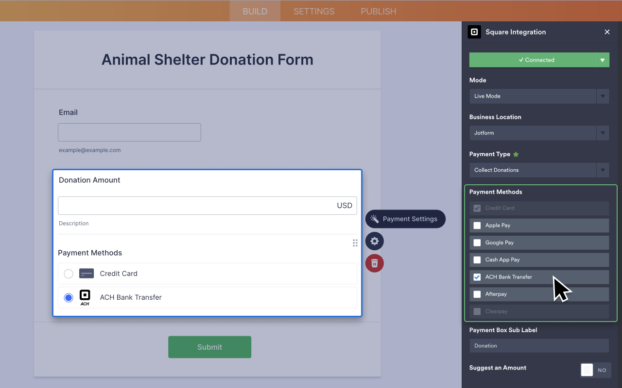 Jotform Square ACH Integration | E-commerce Integrations