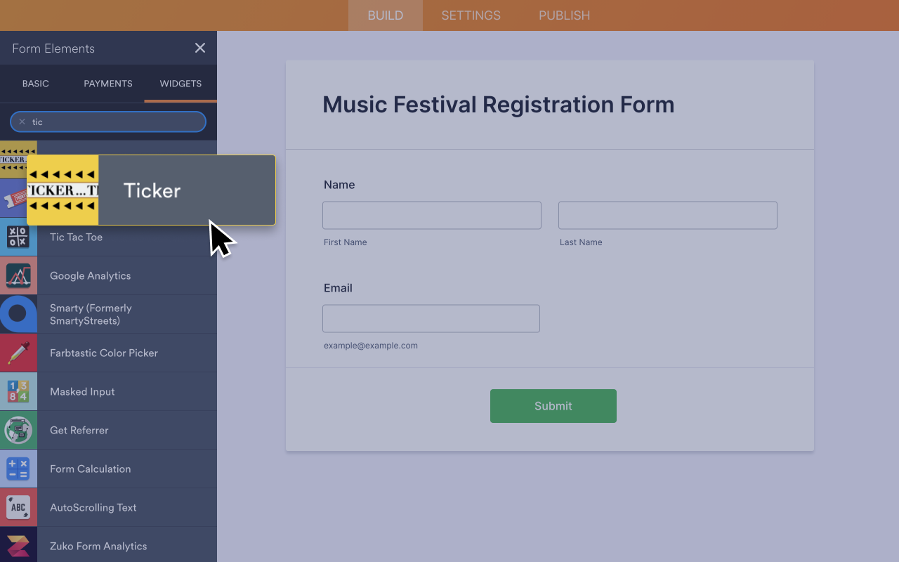 Ticker - Form Widgets | Jotform