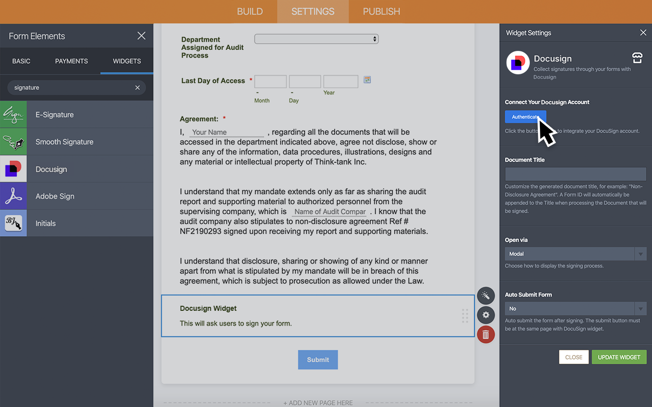 Docusign - Form Widgets | Jotform