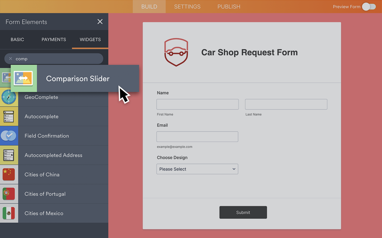 Comparison Slider - Form Widgets | Jotform