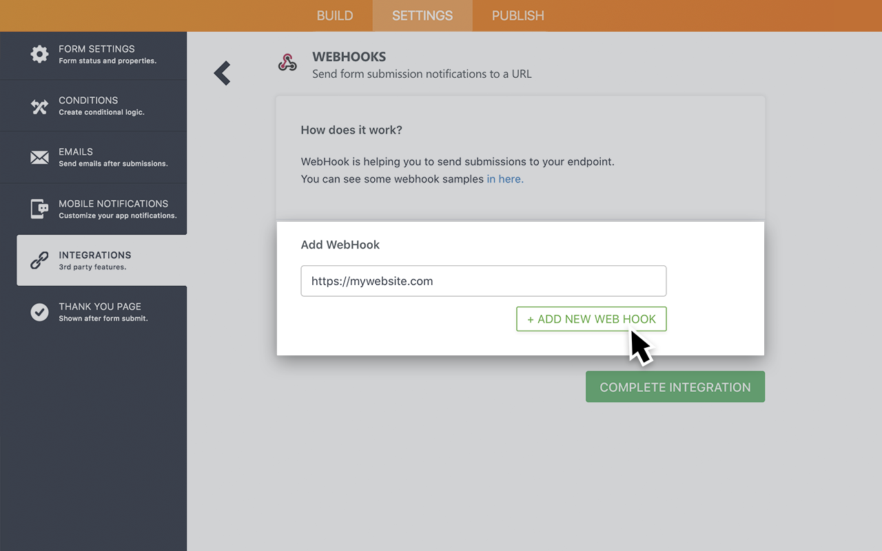 Jotform Webhooks Integration | Log in and integrate Webhooks with Jotform