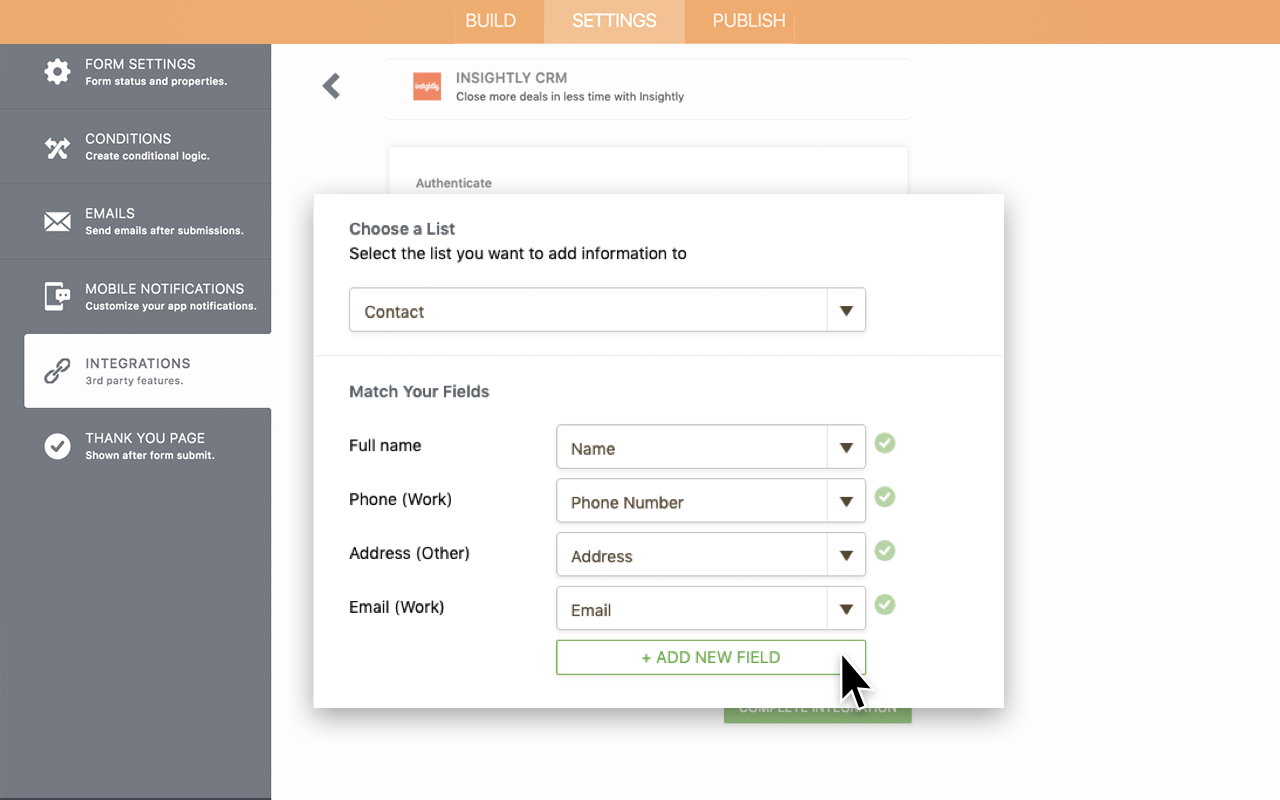 Jotform Insightly Integration | CRM Integrations