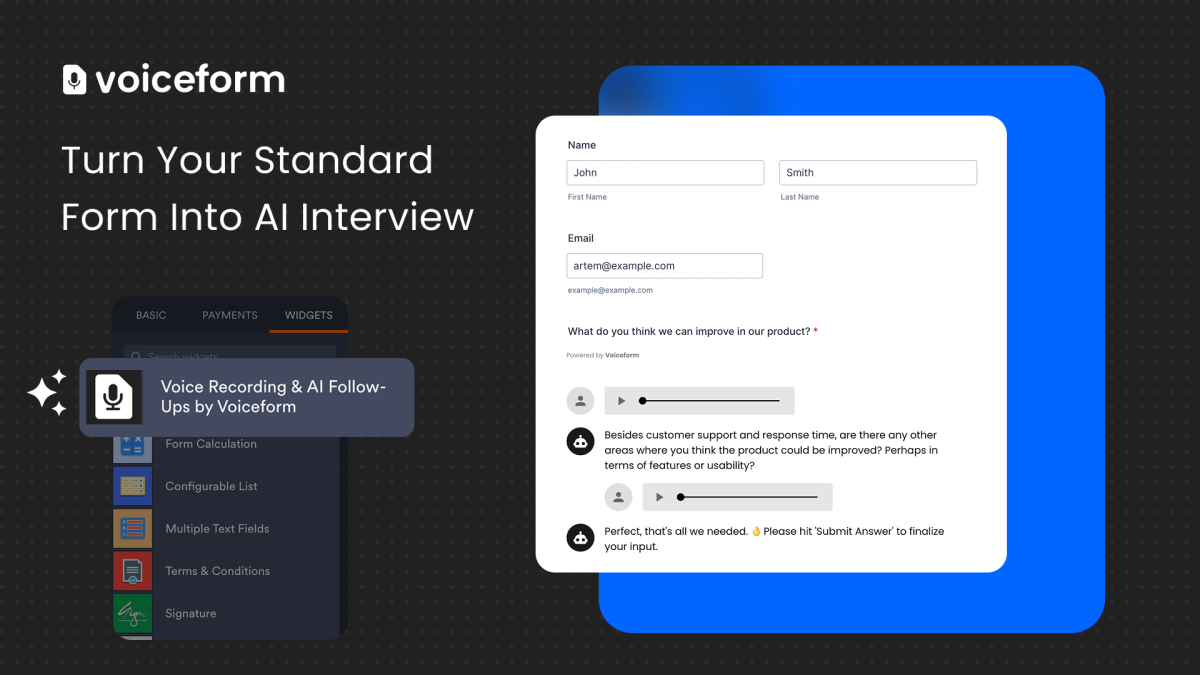 Voice Recording & AI Follow-Ups by Voiceform - Form Widgets | Jotform