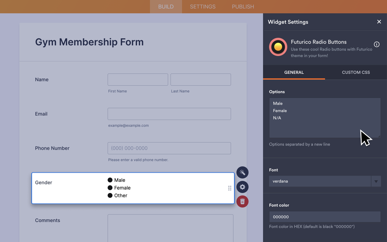 Futurico Radio Buttons - Form Widgets | Jotform