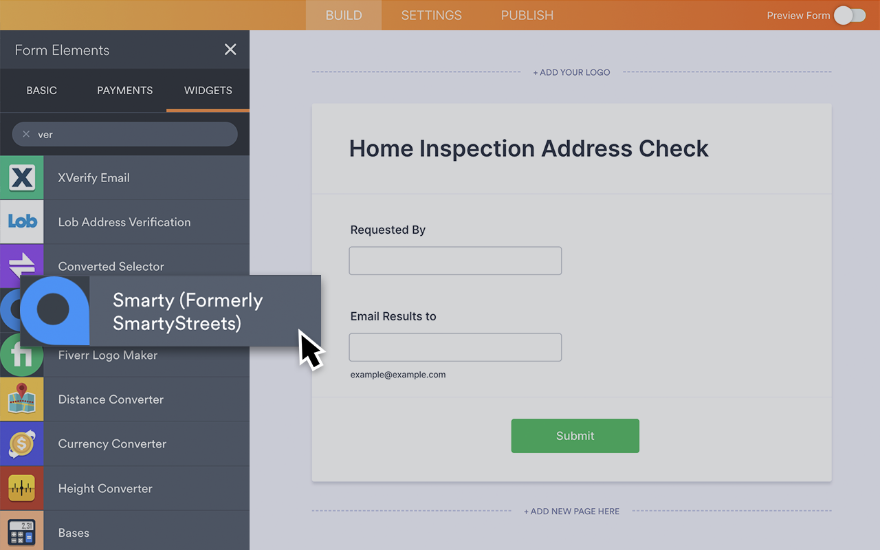 Smarty (Formerly SmartyStreets) - Form Widgets | Jotform