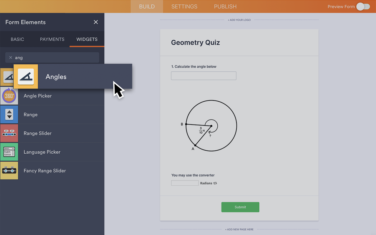 Angles - Form Widgets | Jotform