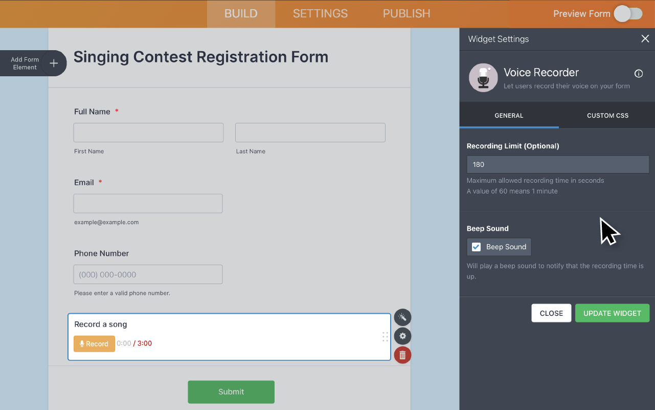 Voice Recorder - Form Widgets | Jotform