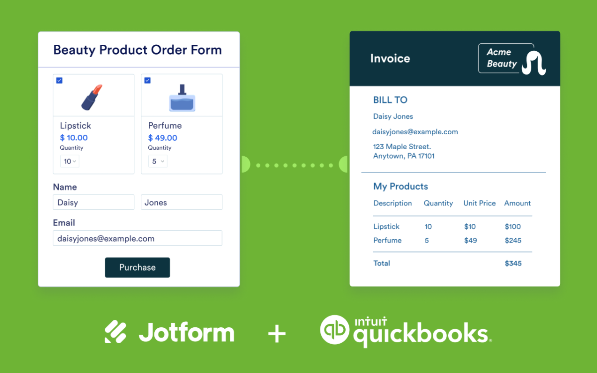 Jotform QuickBooks Integration | Log in and integrate QuickBooks with Jotform