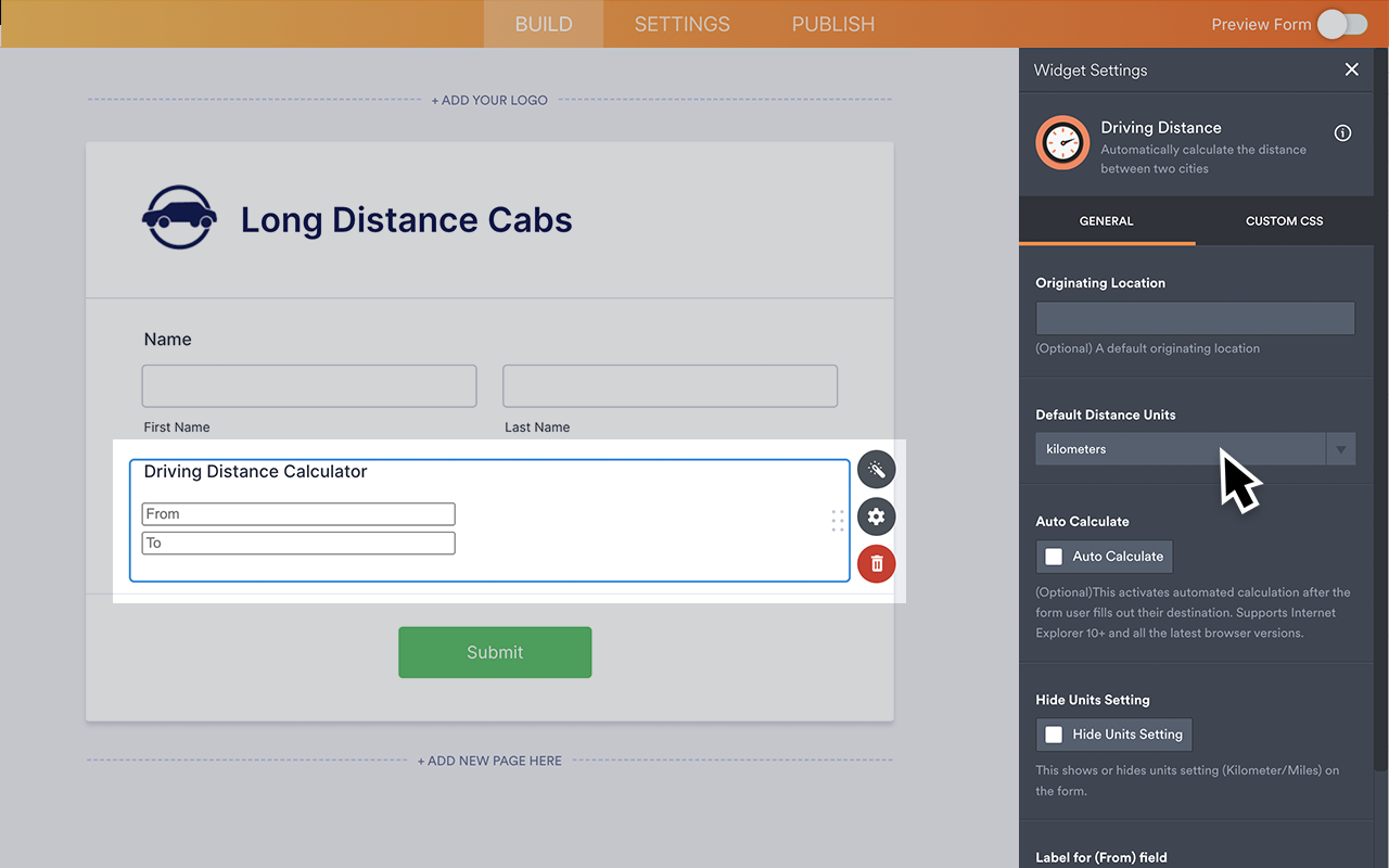 Driving Distance - Form Widgets | Jotform