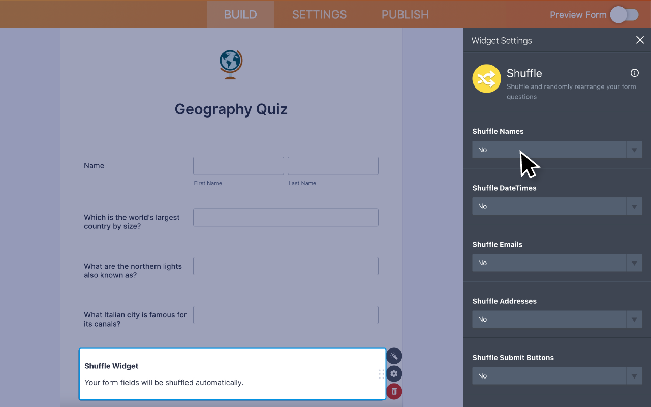 Shuffle - Form Widgets | Jotform